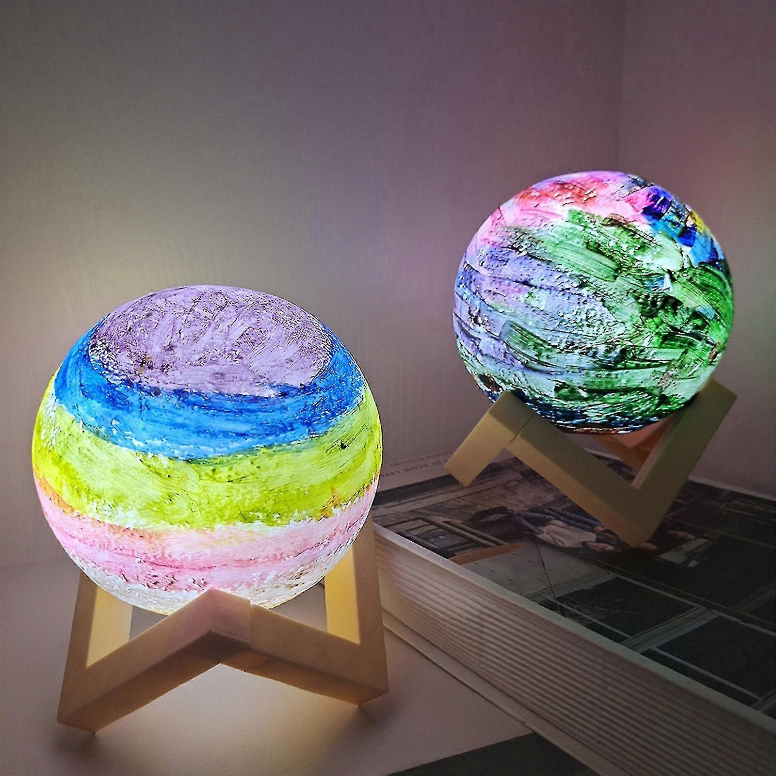 Paint Your Own Moon Lamp Kit,diy 3d Moon Night Light With Wooden Stand ...