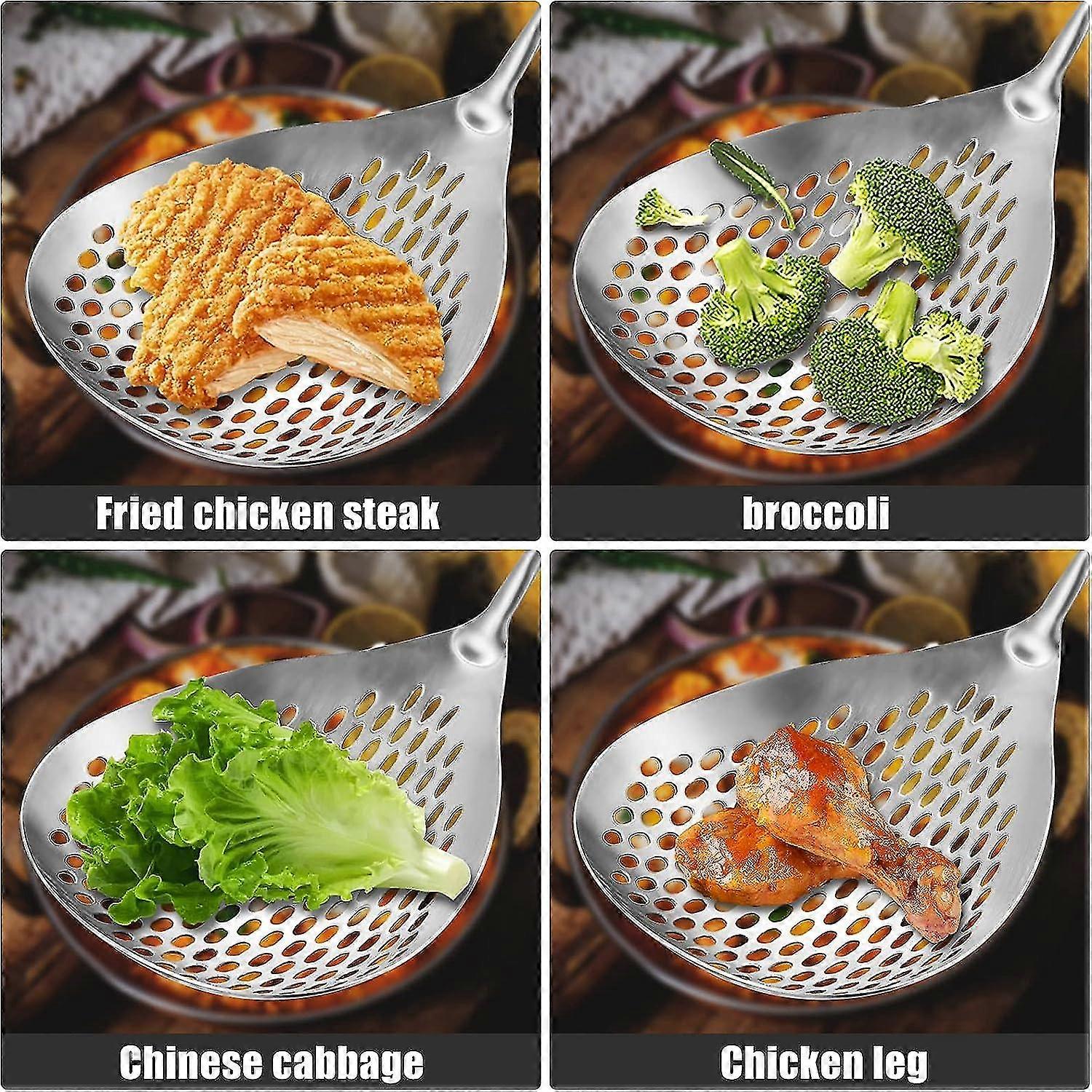 Slotted Spoon, Large Stainless Steel Strainer Large Colander Spoon ...