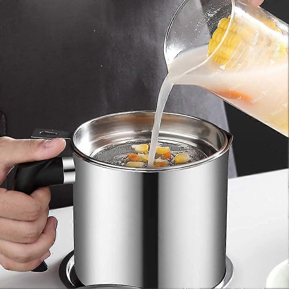 Oil Strainer Pot Grease Can - Stainless Steel Cooking Grease Container ...