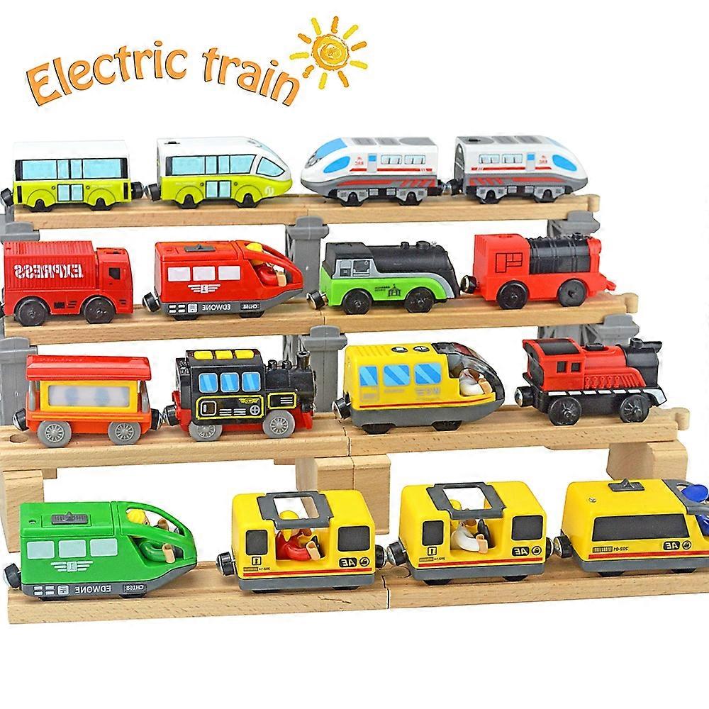 Wooden Train Railway Accessories Electric Train Magnetic Rail Car ...