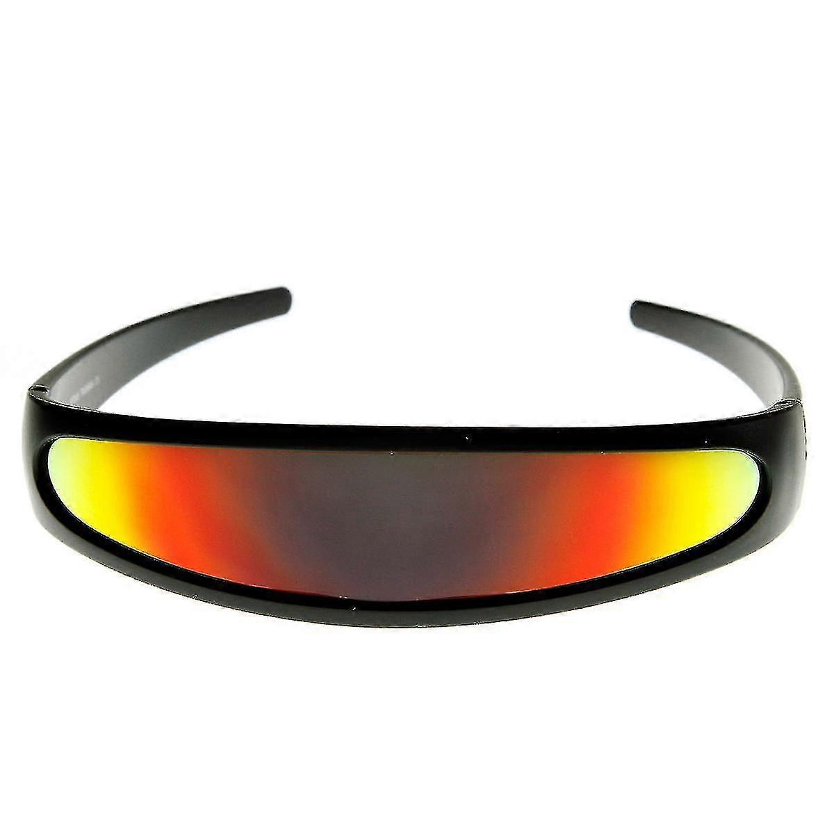 Narrow Cyclops Color Mirrored Lens Visor Sunglasses | Fruugo UK