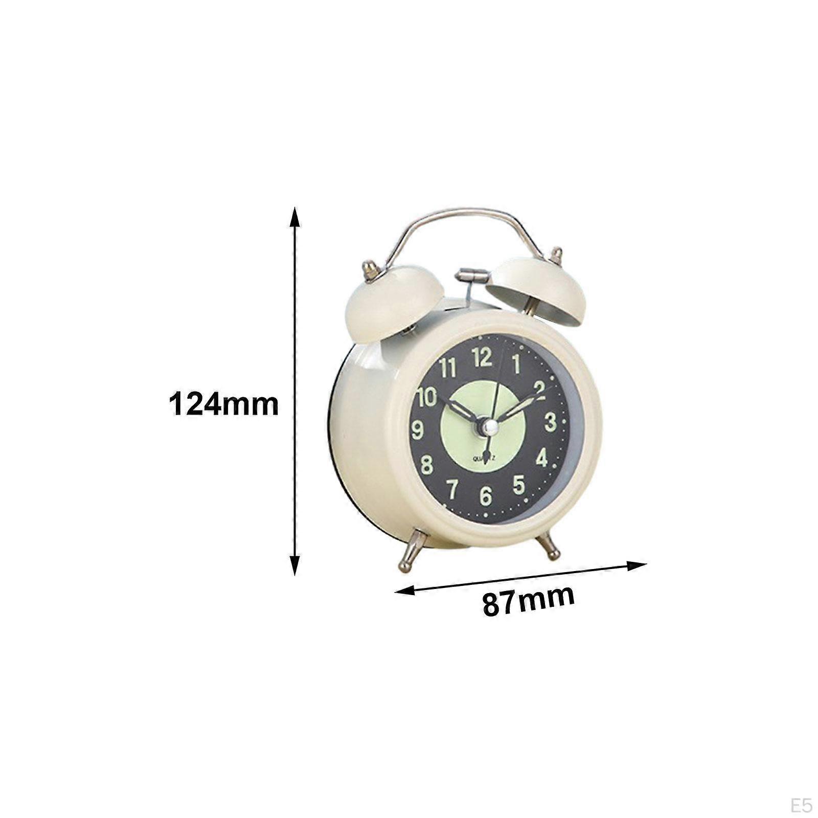 Analog Alarm Clock Double Bell Classic Retro Design Silent Small Indoor ...