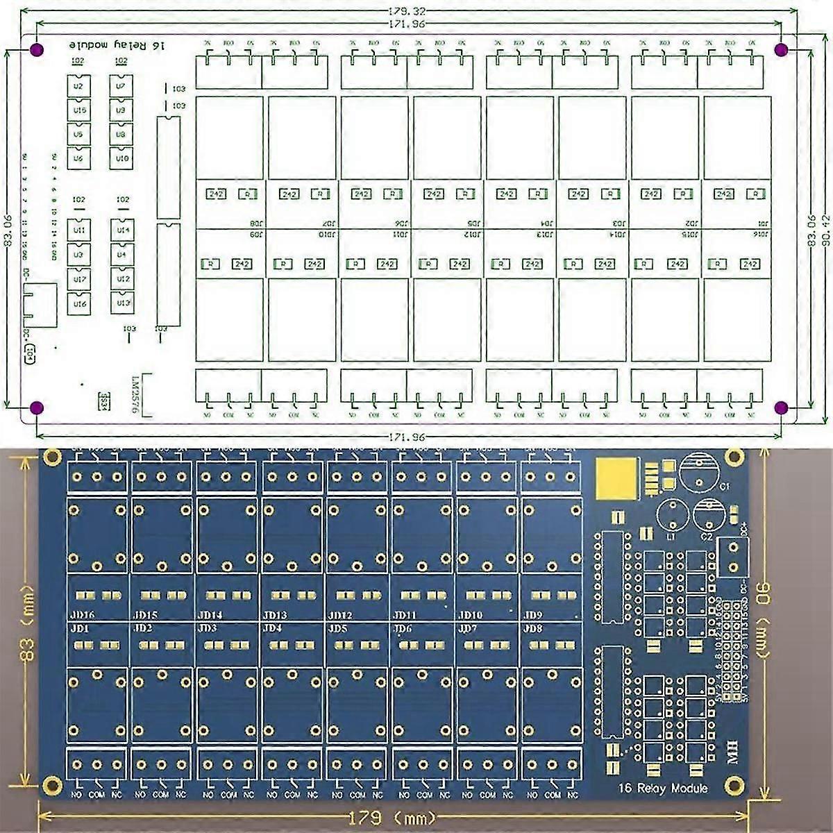 16 Channel 12V Relay Module with Optocoupler Low Level Trigger ...