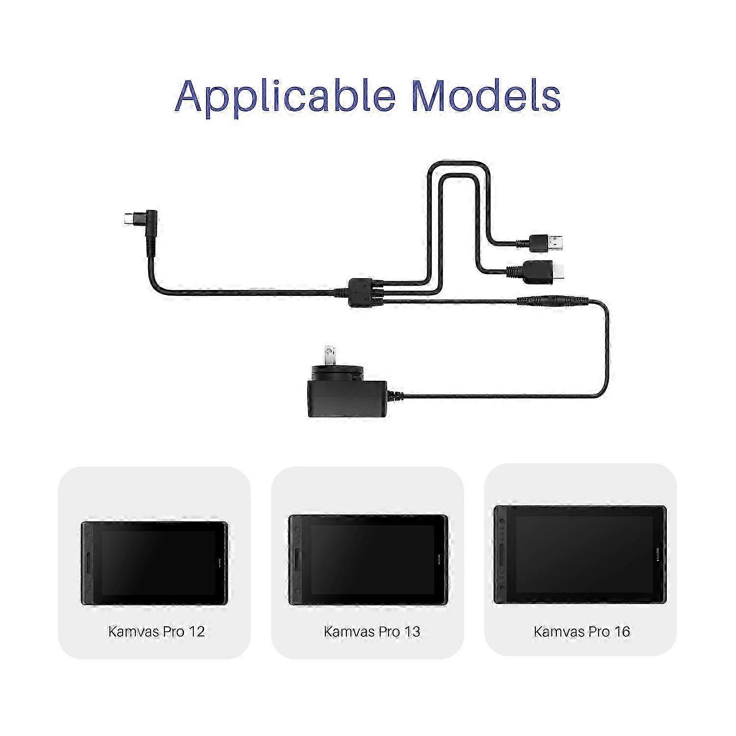 3-in-1 Cable for KAMVAS Pro 16 Pro 13 GT-133 Graphics Drawing Monitor ...