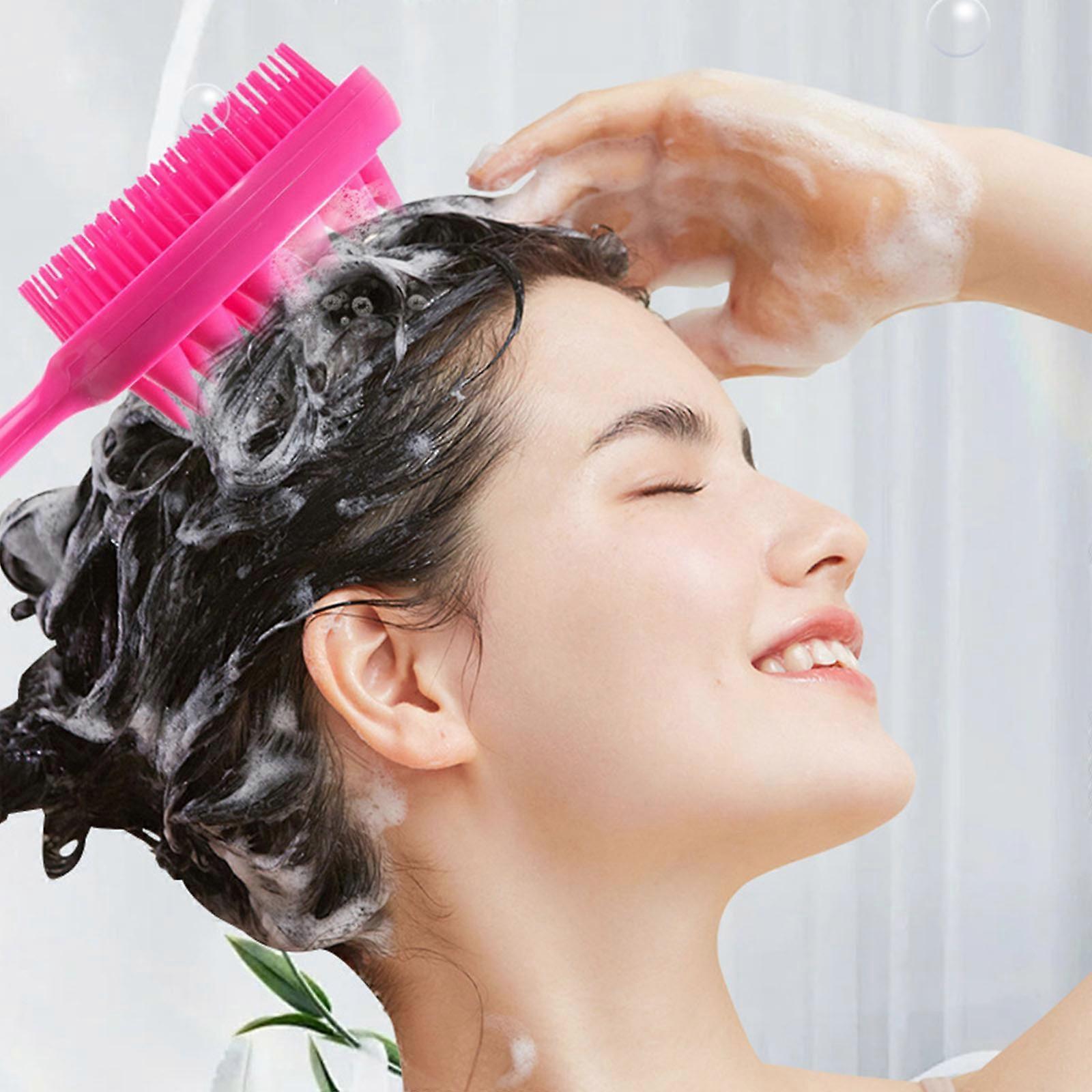 Soft Exfoliating Body Scrubber,Long Handle Hair Scalp Massager,2 in 1 ...
