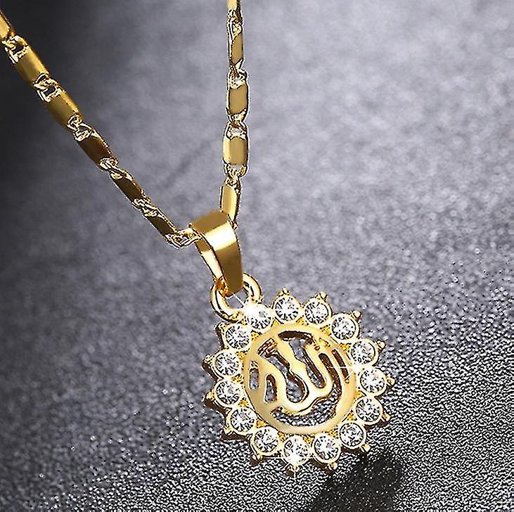 18k Gold Plated Chain Allah Muslim With Crystal Diamond Sun | Fruugo UK