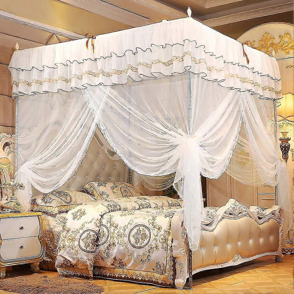 Luxury Princess Style Mosquito Net Bedding With Four Corner Post Bed ...