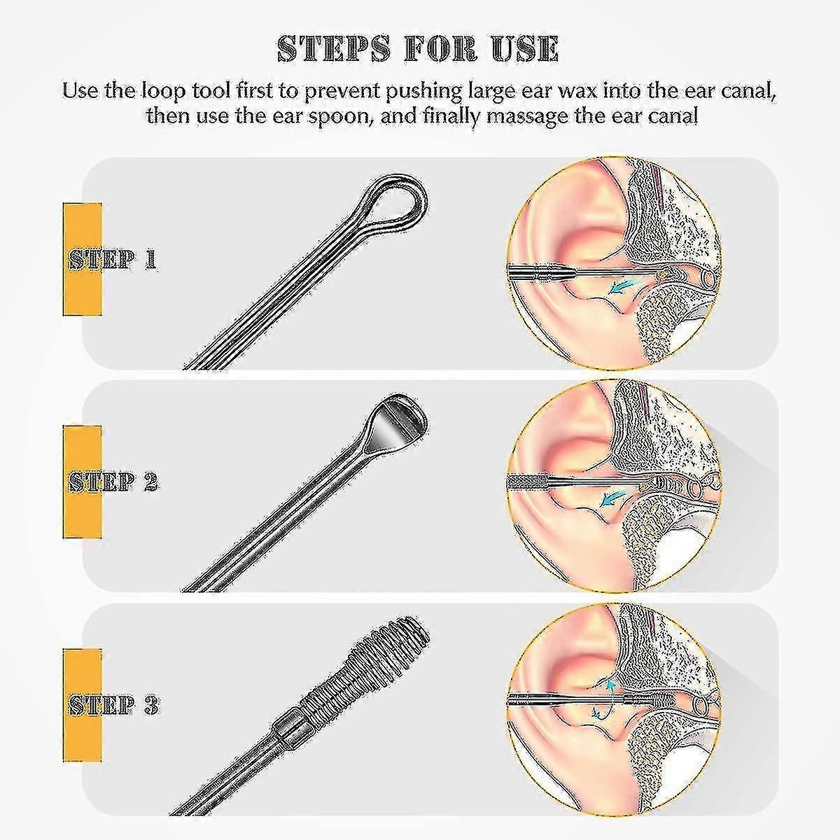 Fong Fong Ear Wax Removal Kit - Ear Pick Tools Stainless Steel 6 In 1 ...