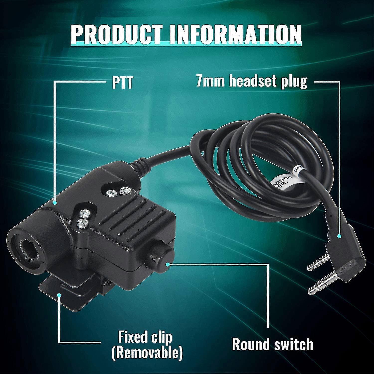 U94 Kenwood 2 Pin Push To Talk Ptt Connector For Airsoft Walkie Talkie ...