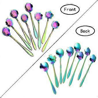 Flower Spoon Set, Rainbow Flower Teaspoons Set Of 8 Stainless Steel ...