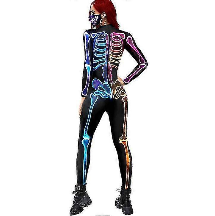 Womens 3d Skeleton Halloween Costumes Cosplay Jumpsuit Bodysuit | Fruugo UK