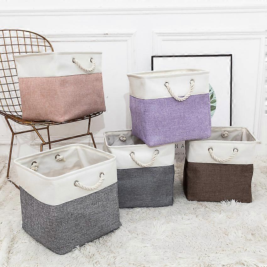 Foldable Storage Box with Linen Stitching Fabric Storage Basket, with ...