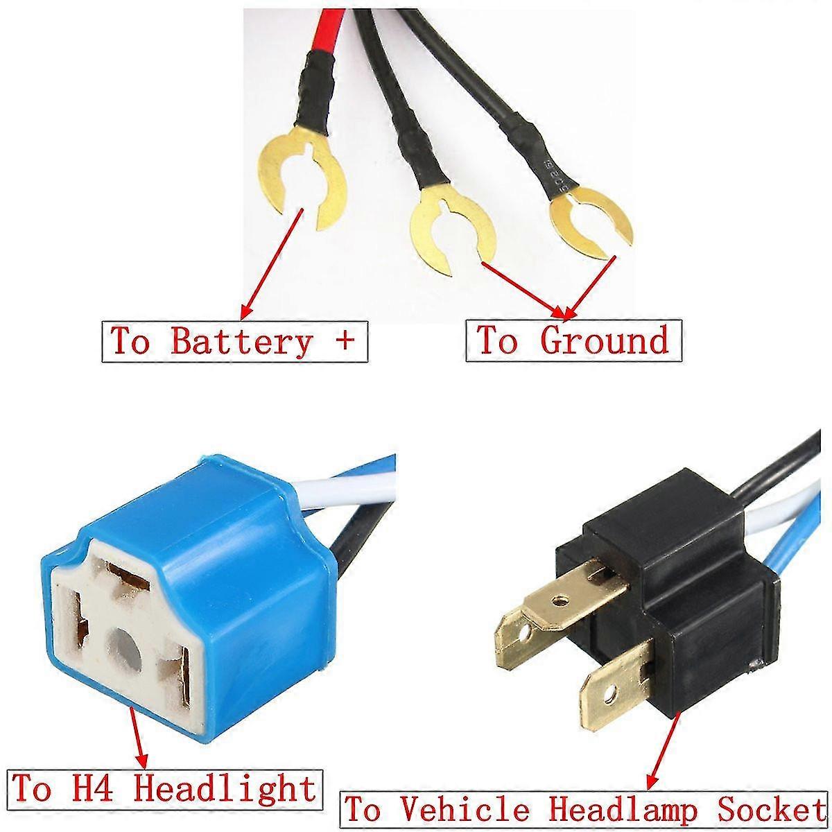 H4 Negative Switched Led Headlight Lamp Bulb Relay Wiring Harness Plug ...