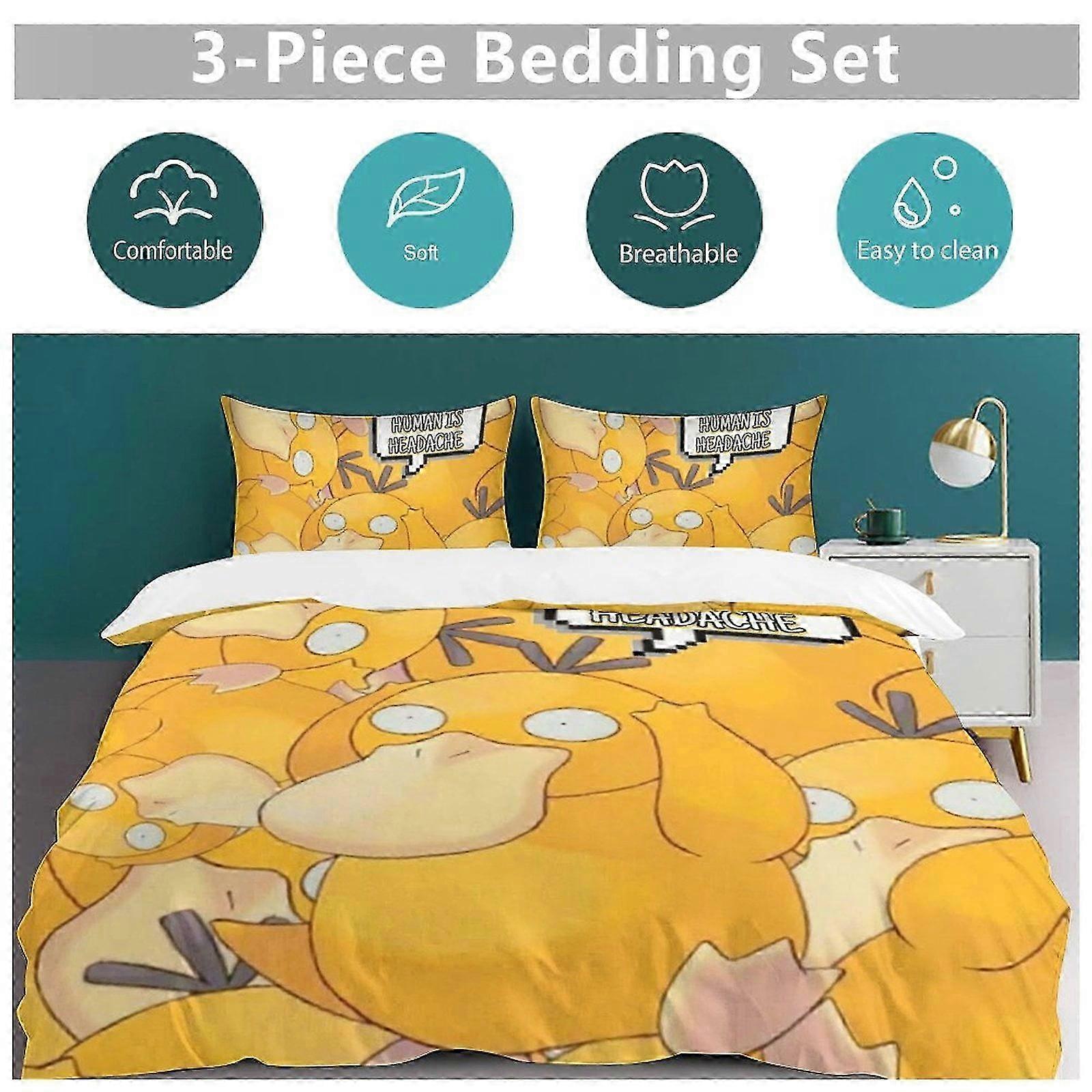 x585 Psyduck Bed Duvet Cover Funny Anime Cartoon Bedding Sets ...