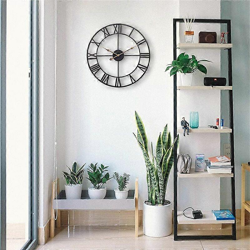 Silent Skeleton Wall Clock Roman Numerals 40cm Large Metal Vintage ...