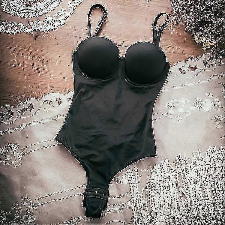 Backless Body Shaper For Women Push Up Bra Low Back Thong Bodysuit ...