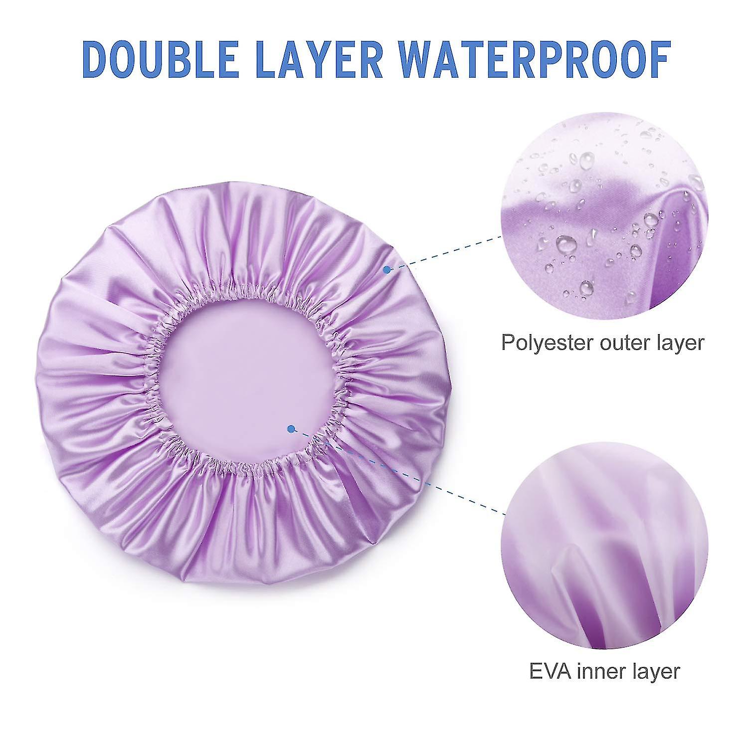 Shower Cap, 4-pack Shower Caps For Women, Double Waterproof Layers In ...