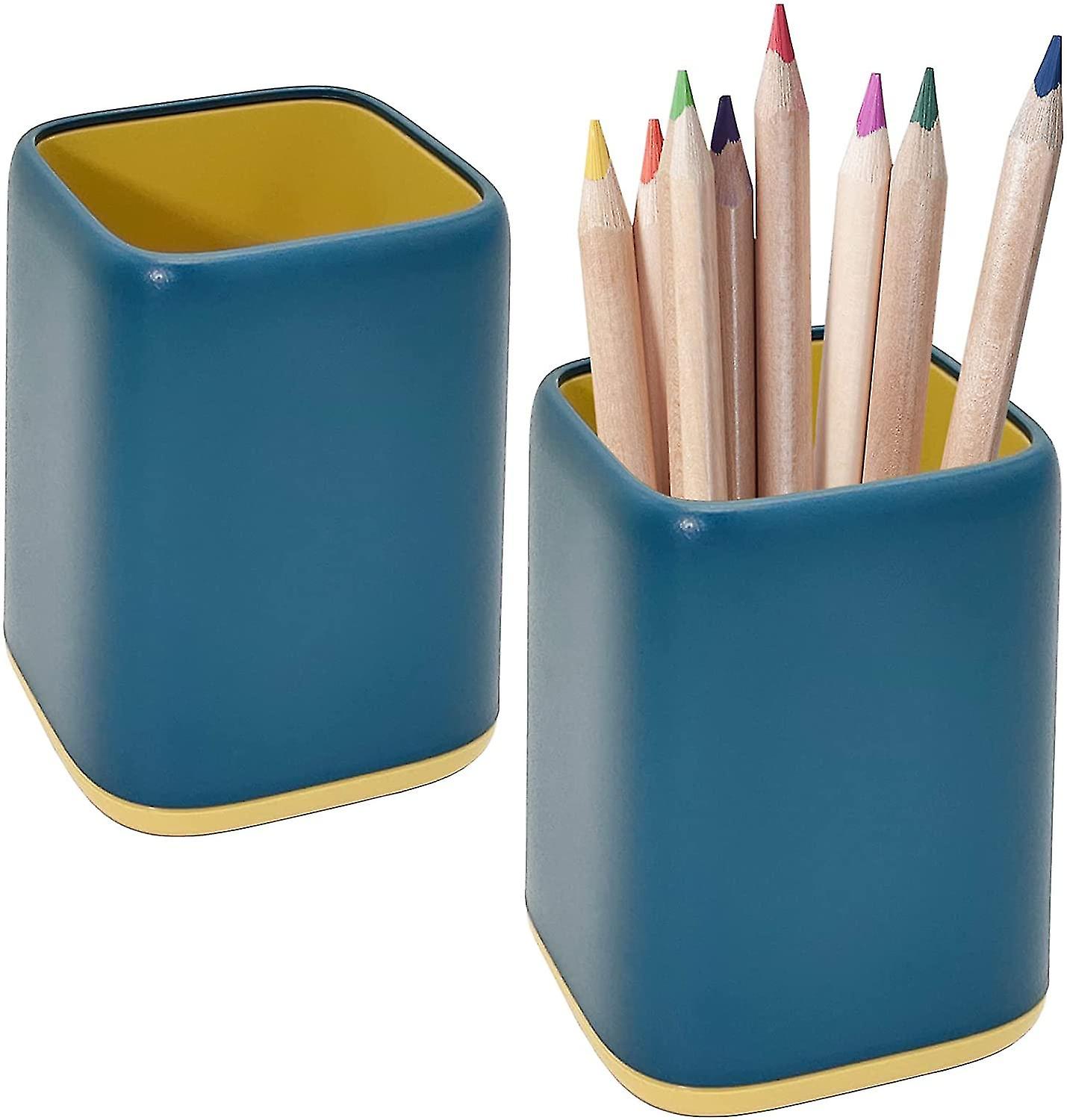 2 Pack Desk Pen Holder,two-tone Cute Pen Cup Makeup Brush Holder ...