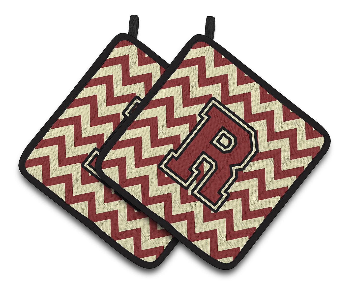 Carolines Treasures CJ1061-RPTHD Letter R Chevron Maroon and Gold Pair ...
