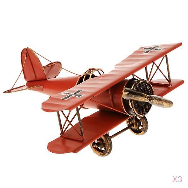 3Pcs Retro Metal Airplane Model Biplane Plane Aircraft Toy for Kids ...