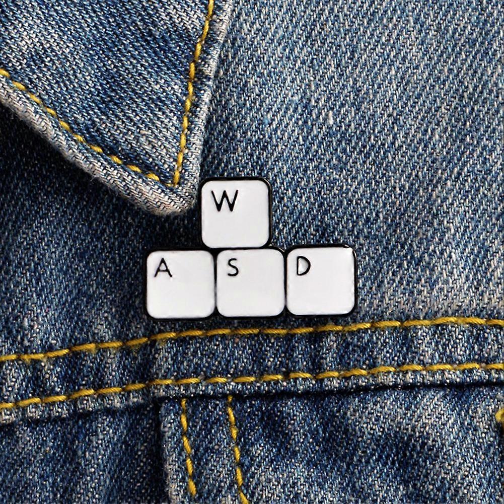 WASD Gaming Keyboard Enamel Computer Gamer Denim Jacket Lapel Brooch ...