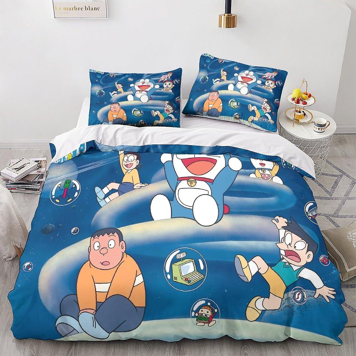 VCLUST Doraemon Printed Duvet Cover Set Soft Microfiber Bedding Set for ...