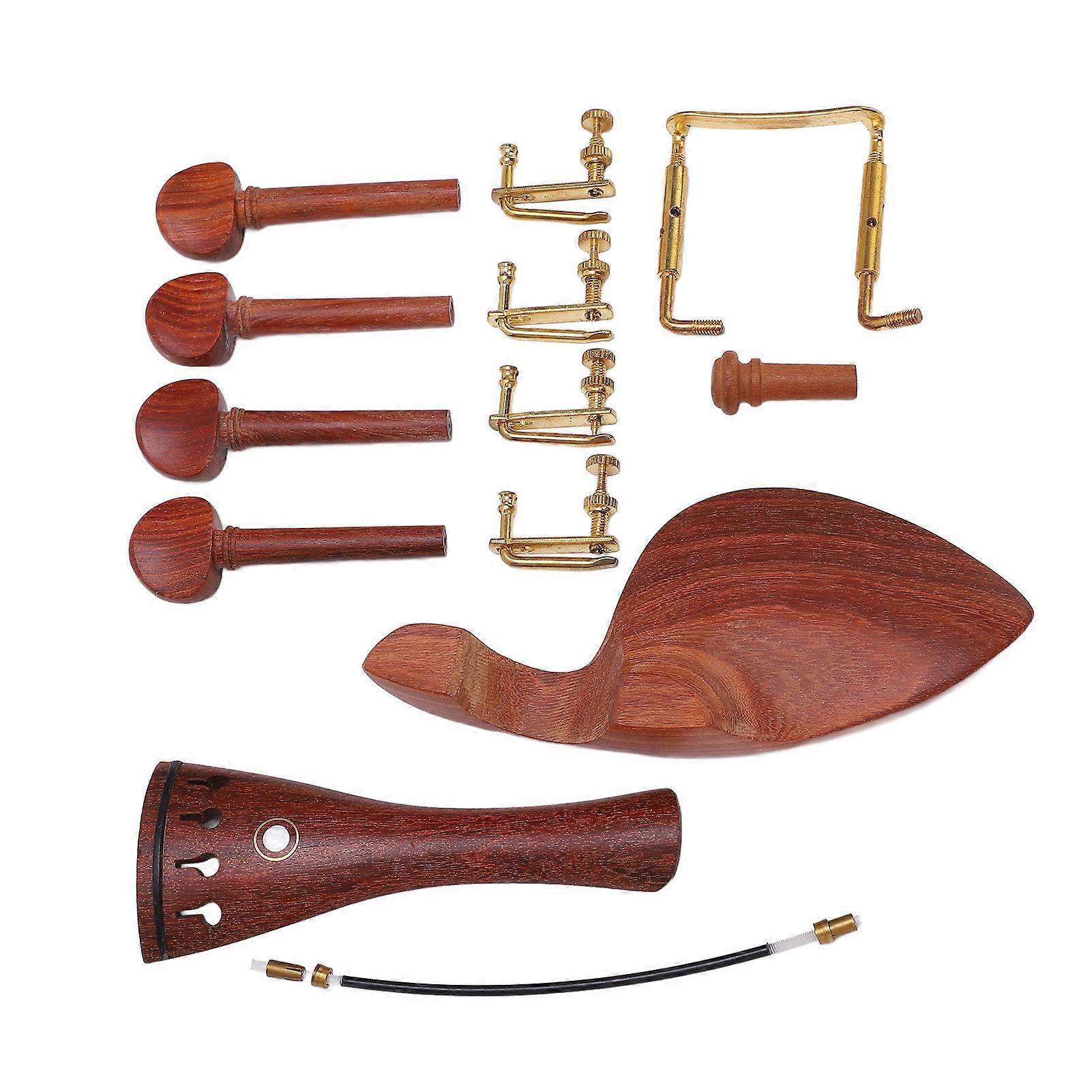 4/4 Wood Violin Parts Tailpiece Chinrest Tuning Pegs Metal Tail Post ...