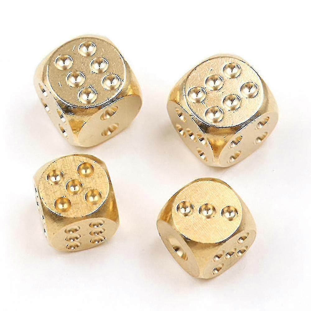 5 Pcs Dice 15mm Metal Dice With Case 6 Sided Gold Mahjong Dice Set Jin ...