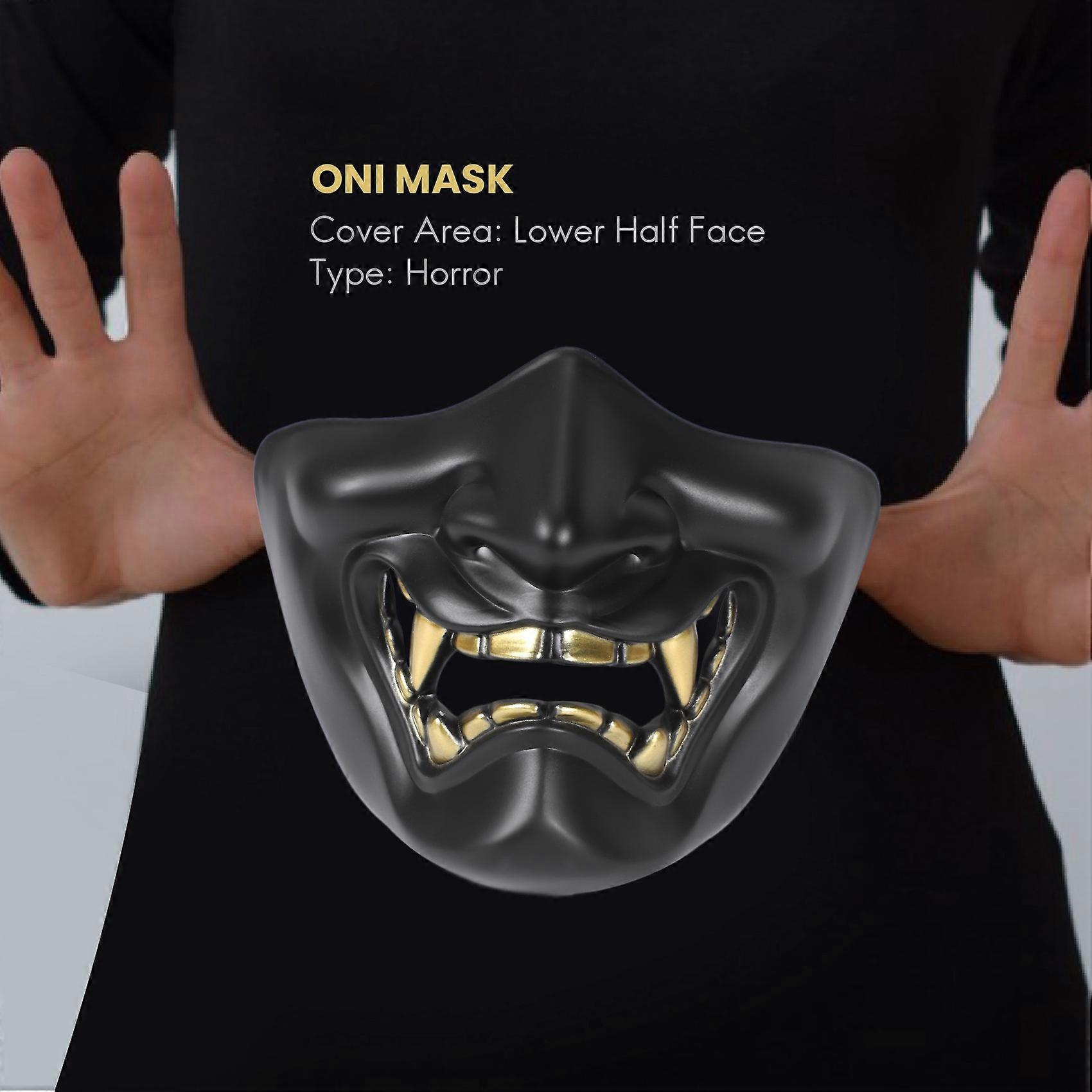 Costume Cosplay Tooth Decay Evil Kabuki Samurai Half Cover Mask Party ...