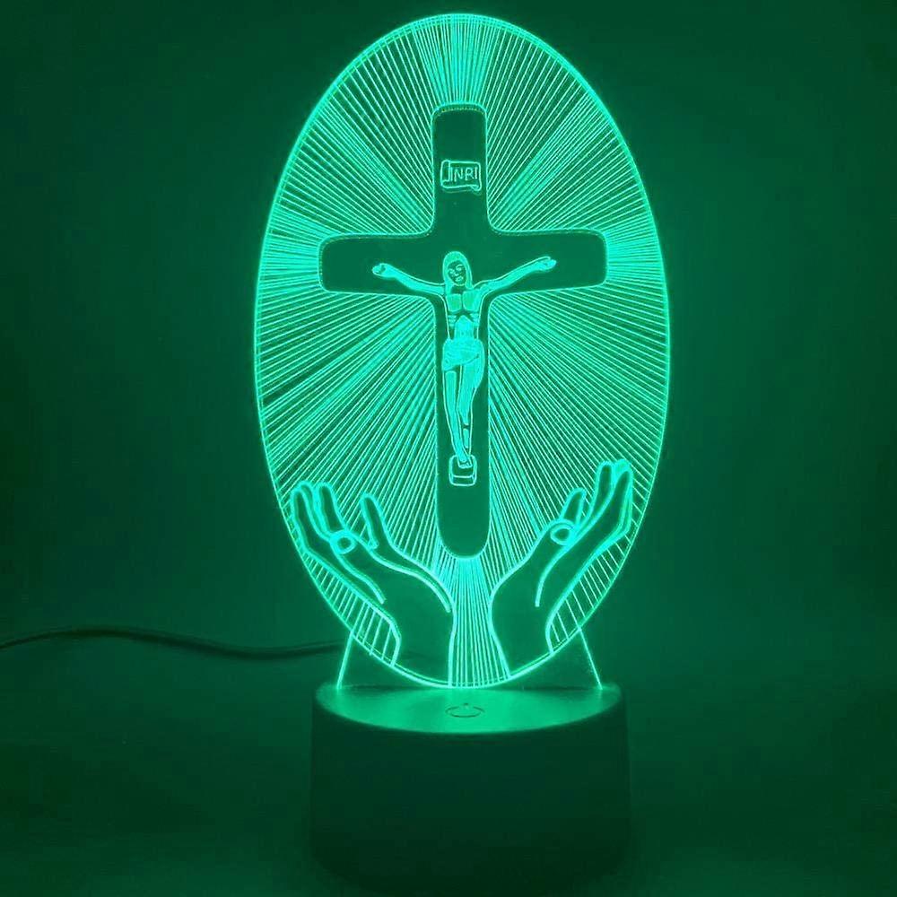 3D Illusion Night Light Desk Lamp Christianity Jesus Station of The ...