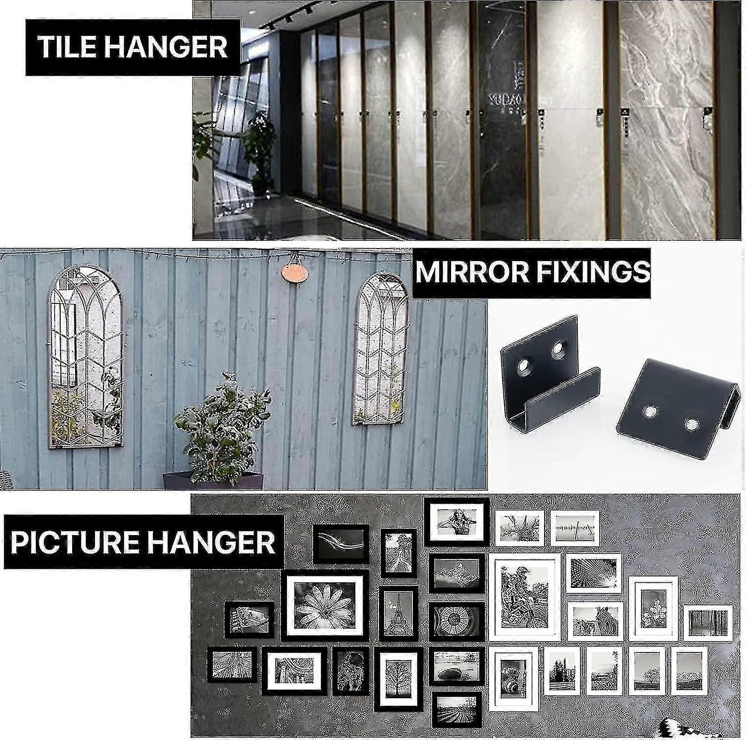 Stainless Steel Rail Hooks Picture Hanging Mirror Clips Mirror Fixings ...