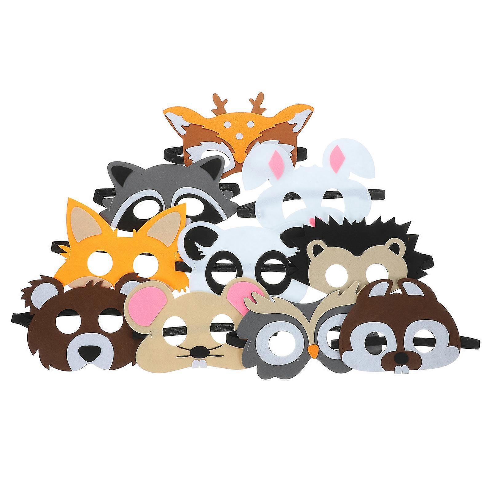10 Pcs Cartoon Animal Party Masks Jungle Animal Felt Mask for Forest ...