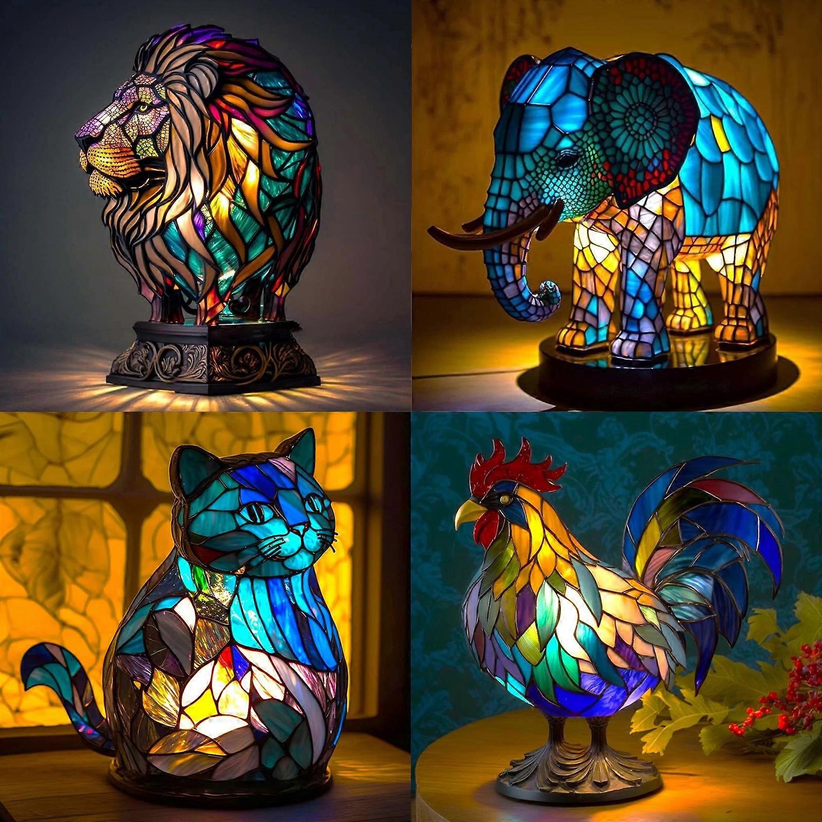 Lion, Elephant, Cat, Rooster Night Light Animal Table Lamp | Fruugo UK