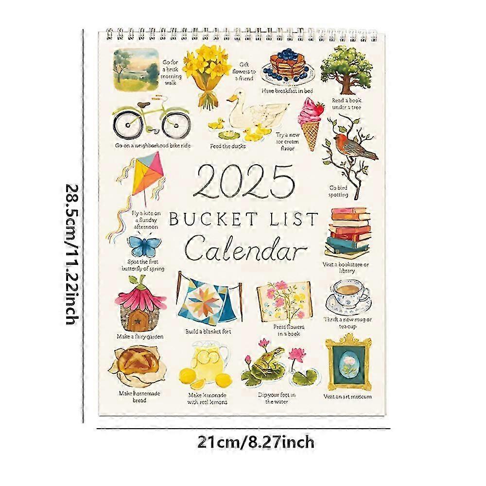 2025 Bucket List Calendar,12 Months Wall Calendar, Schedule Planner To ...