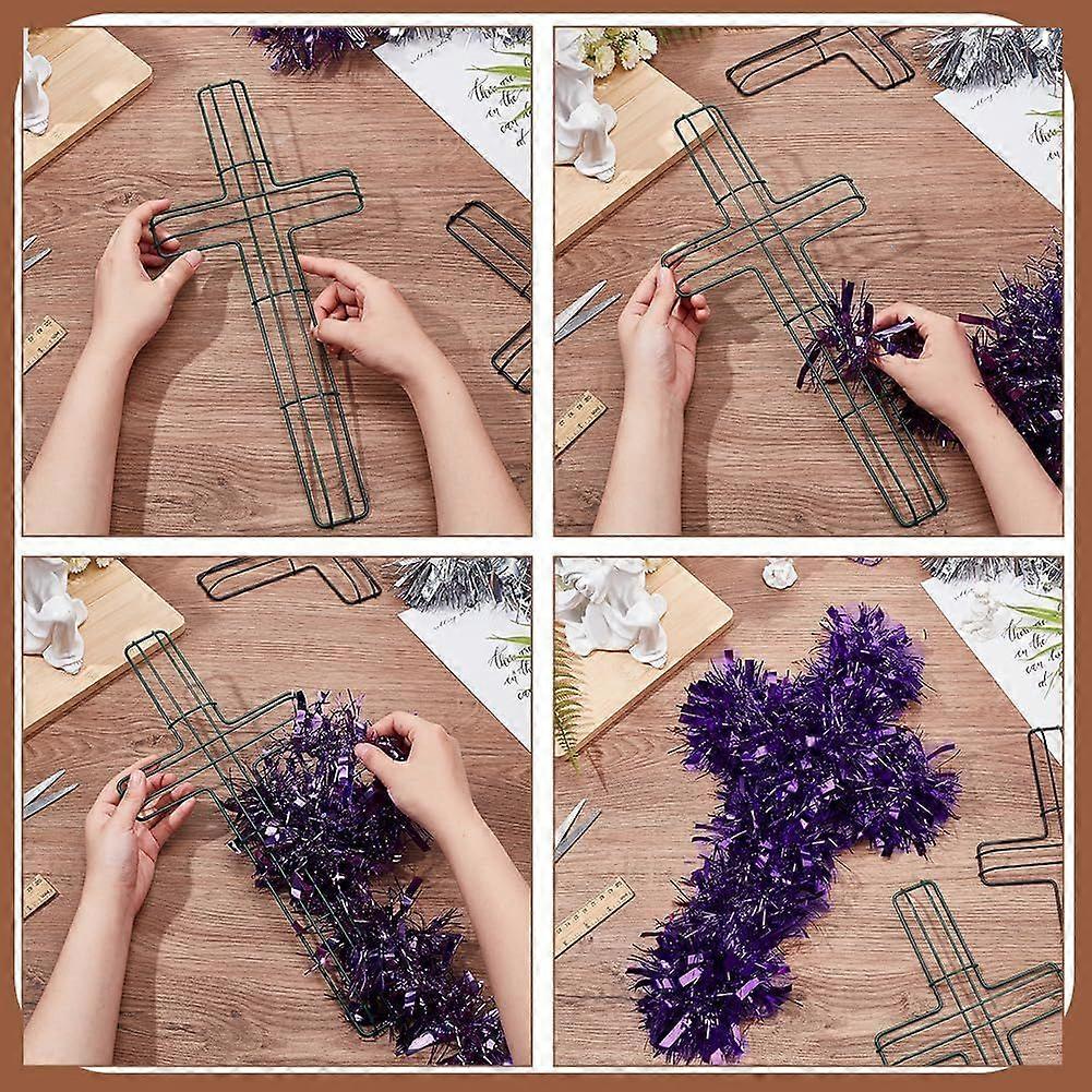 6 Pcs Cross Wreath Frames Iron Wire Floral Frame Garden Wire Wreath ...