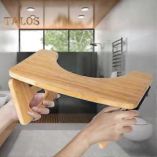 Toilet Stool Step Foldable Bamboo Poop Stool with Anti-Slip Layer ...