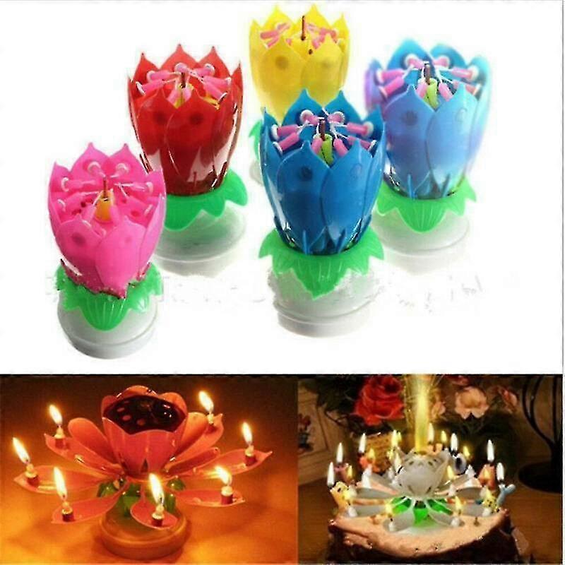 Rotating Lotus Flower Candle with Music, Floral Birthday Cake ...