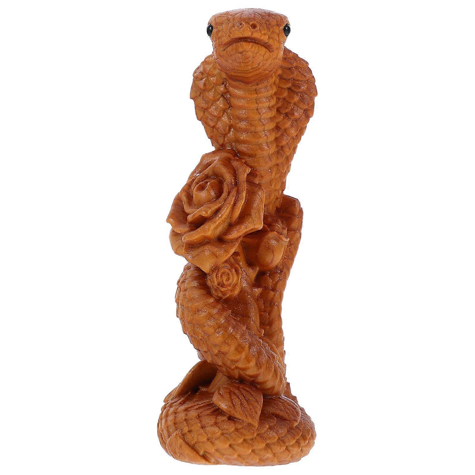 Small Wooden Snake Statue Hand-Carved Wood Snake Sculpture Year Of The ...