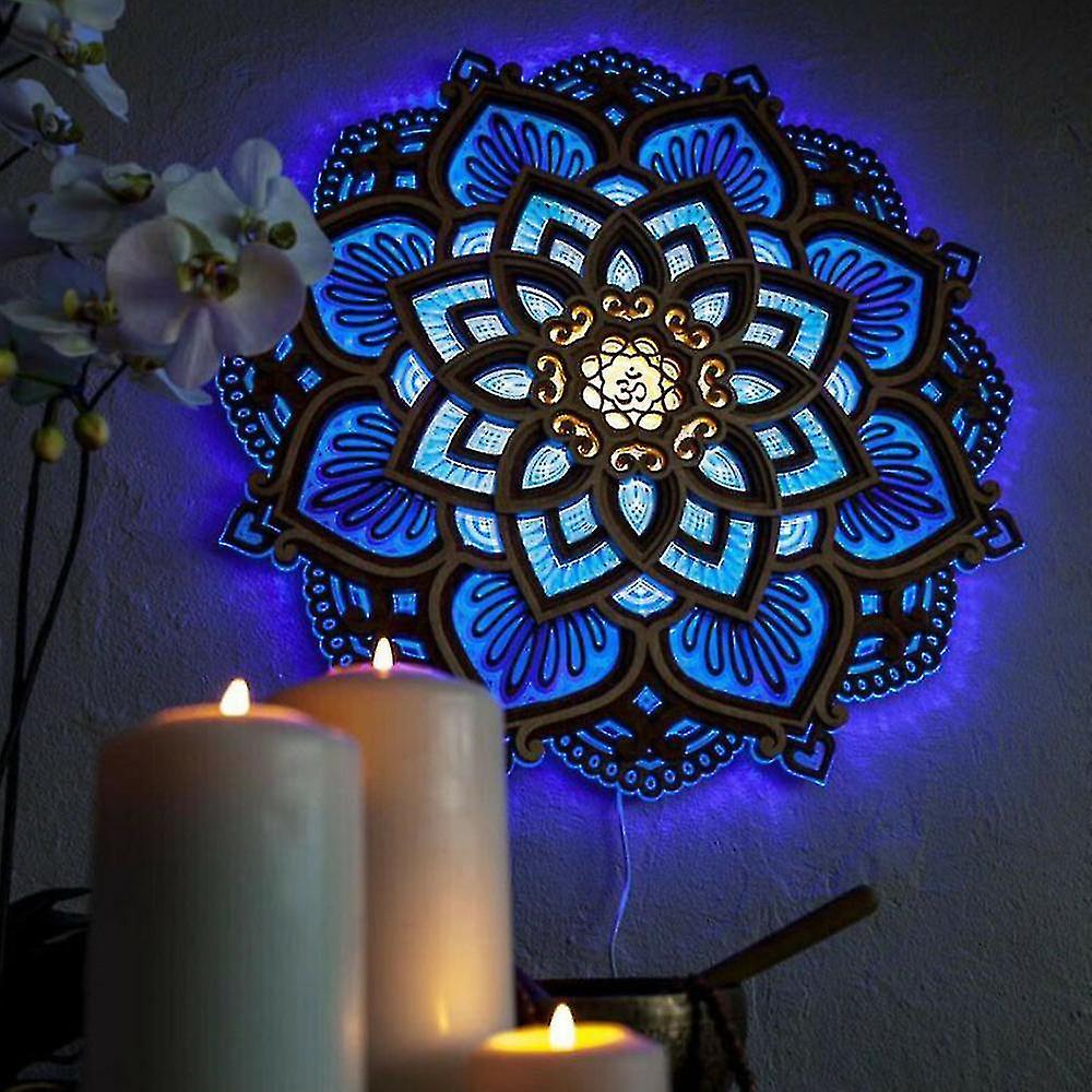 Mandala Yoga Room Led Night Light Colorful Wall Mounted Lamp Dcor-blue ...