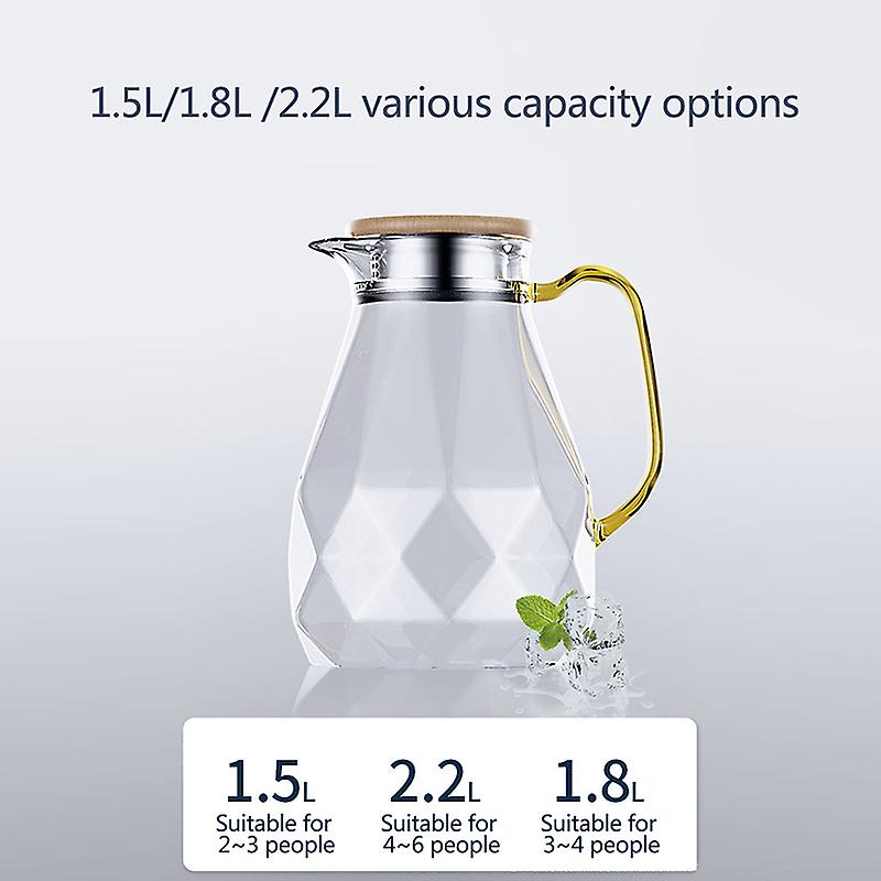 1.5l Diamond Texture Glass Teapot Set Hot Cold Water Water Jug ...