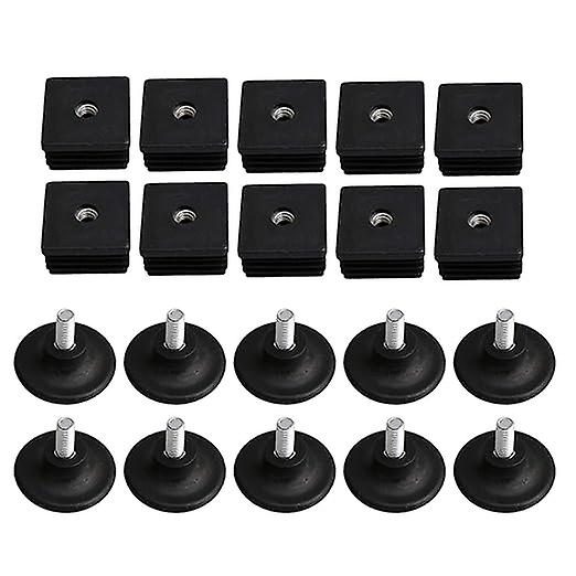 40mm x 40mm M8 Thread Black Plastic Furniture Leg Plugs Blind Plugs ...