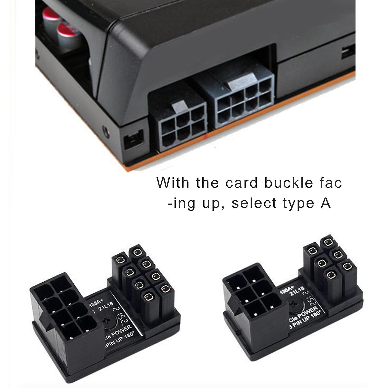 GPU VGA 8-Pin 6-Pin Male to 8-Pin 6-Pin Female U Turn 180-Degree Angle ...