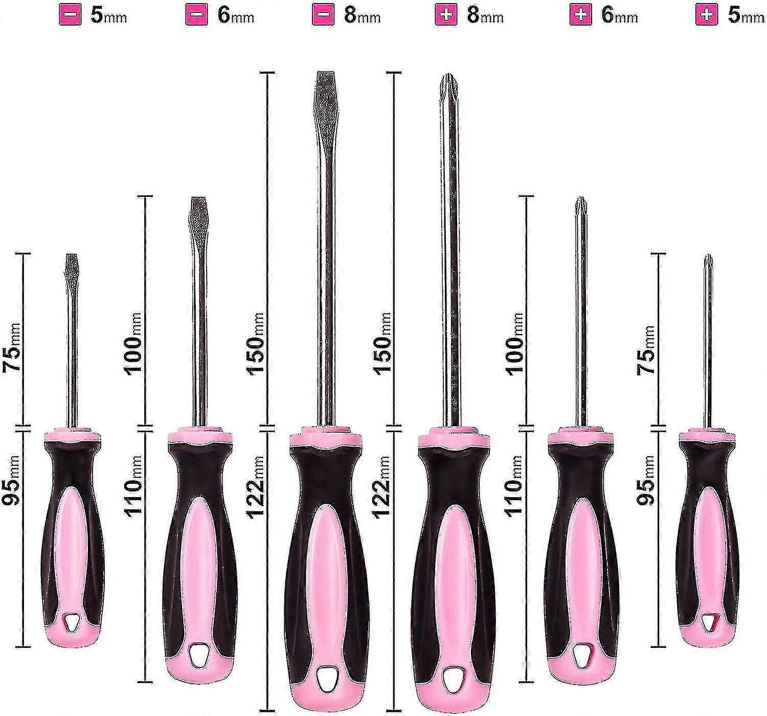 Pink Power Magnetic Screwdriver Set - 6 Piece Phillips And Flathead ...