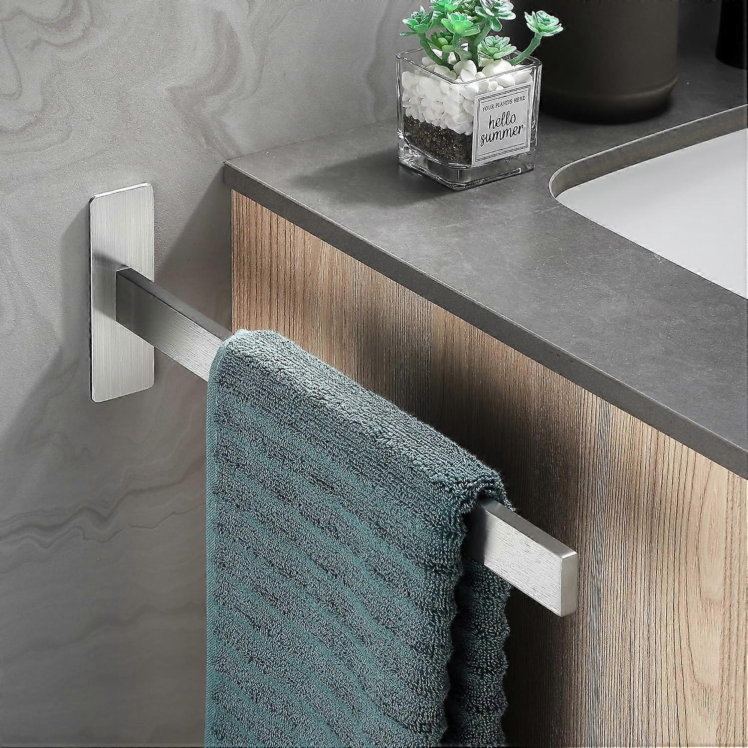 No-drill towel rail Single arm in brushed 304 stainless steel Self ...