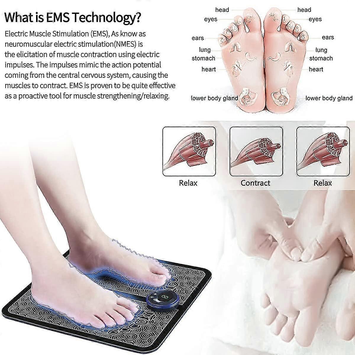 Ems Foot Massager Electric Foot Massage Pad Feet Muscle Stimulator ...