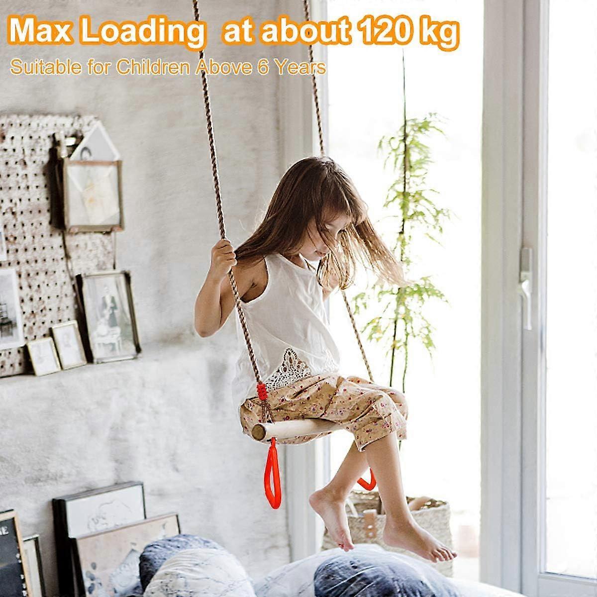 Ulikey Multi-Function Wooden Trapeze Swing With Gymnastic Plastic Rings ...