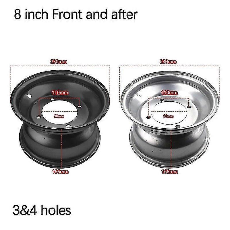 8-inch Small3& 4-hole Iron Wheel Hub ATV Steel Rim Motorcycle Front and ...