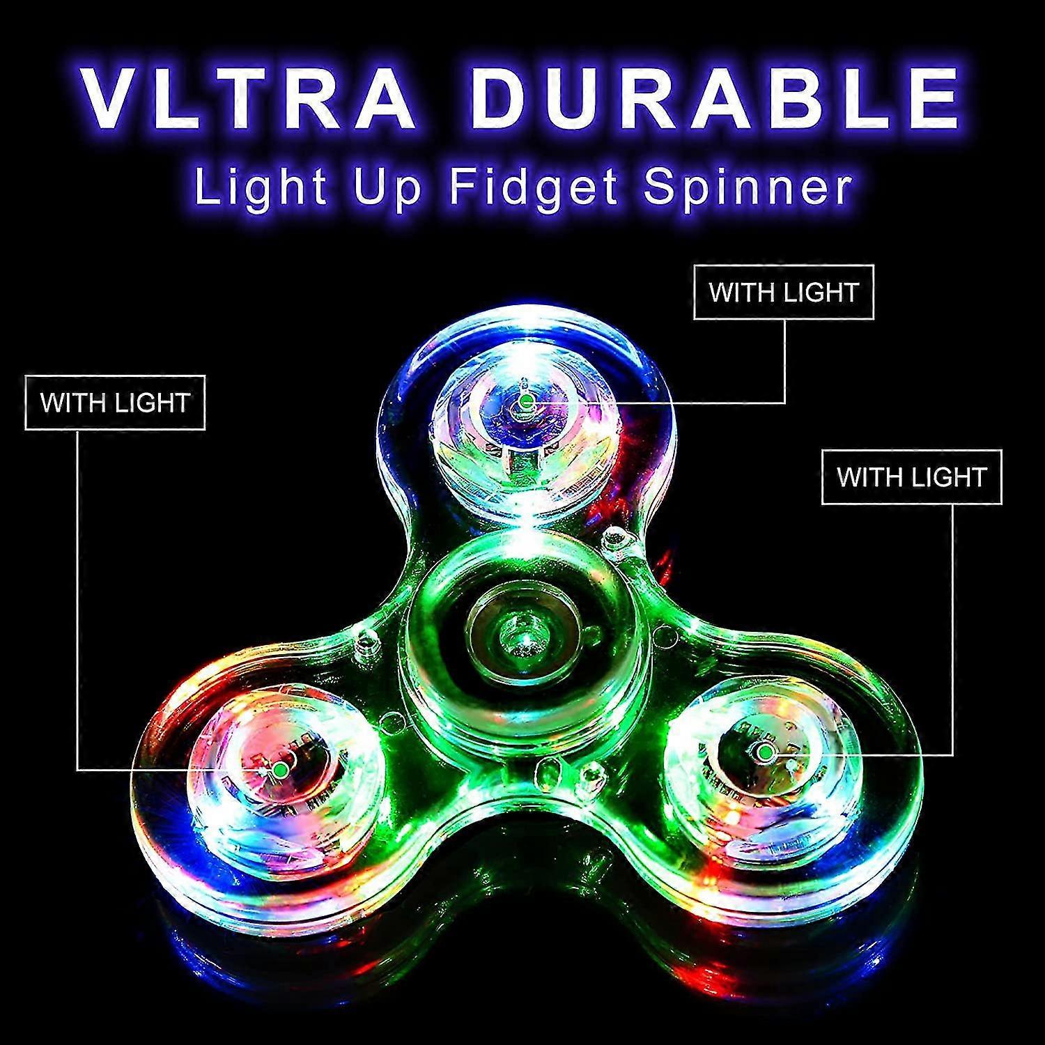 Fidget Spinners 5 Pack,light Up Fidget Toys Set For Kids-led Crystal ...