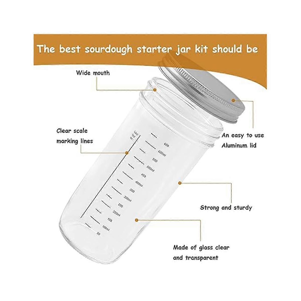 Glass Airtight Jar Sourdough Maker Natural Fermentation Jar with Lid ...