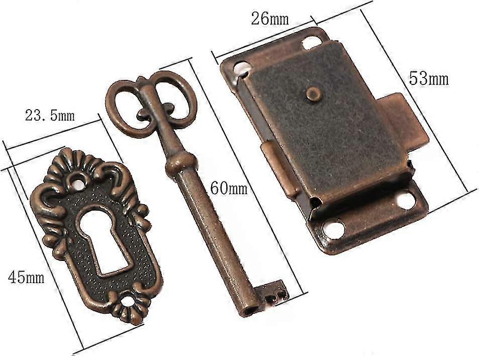 Vintage Cabinet Lock 2 Pack Drawer Lock With Key Antique Style Small ...